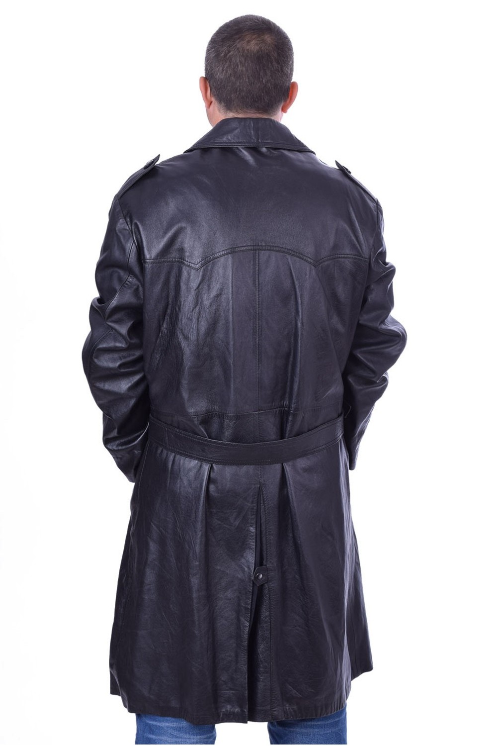 Trenci negru piele | Unadoua.com Haine Second Hand