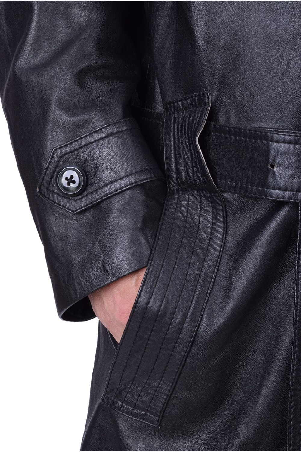 Trenci negru piele | Unadoua.com Haine Second Hand