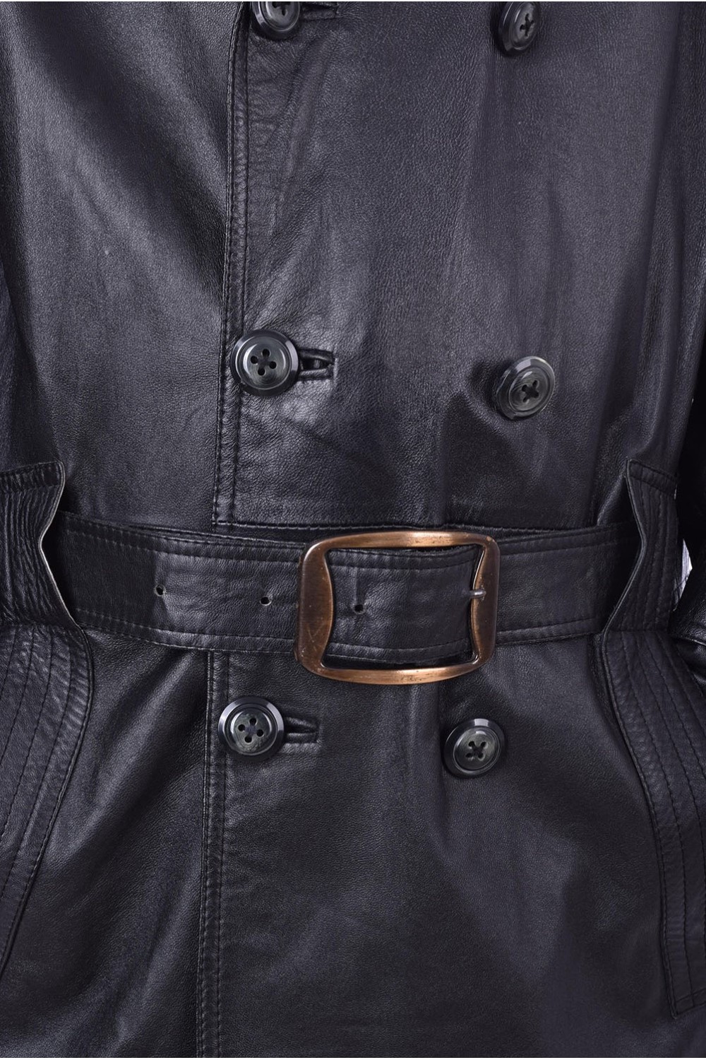 Trenci negru piele | Unadoua.com Haine Second Hand